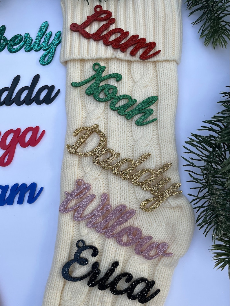 Custom Acrylic Name Tags Acrylic Stocking Tag Personalized - Etsy