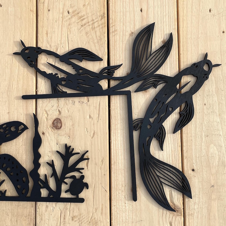 UNDER THE SEA Ocean Aquatic Door Corner Sign | Wood Marine Animal Decor ...
