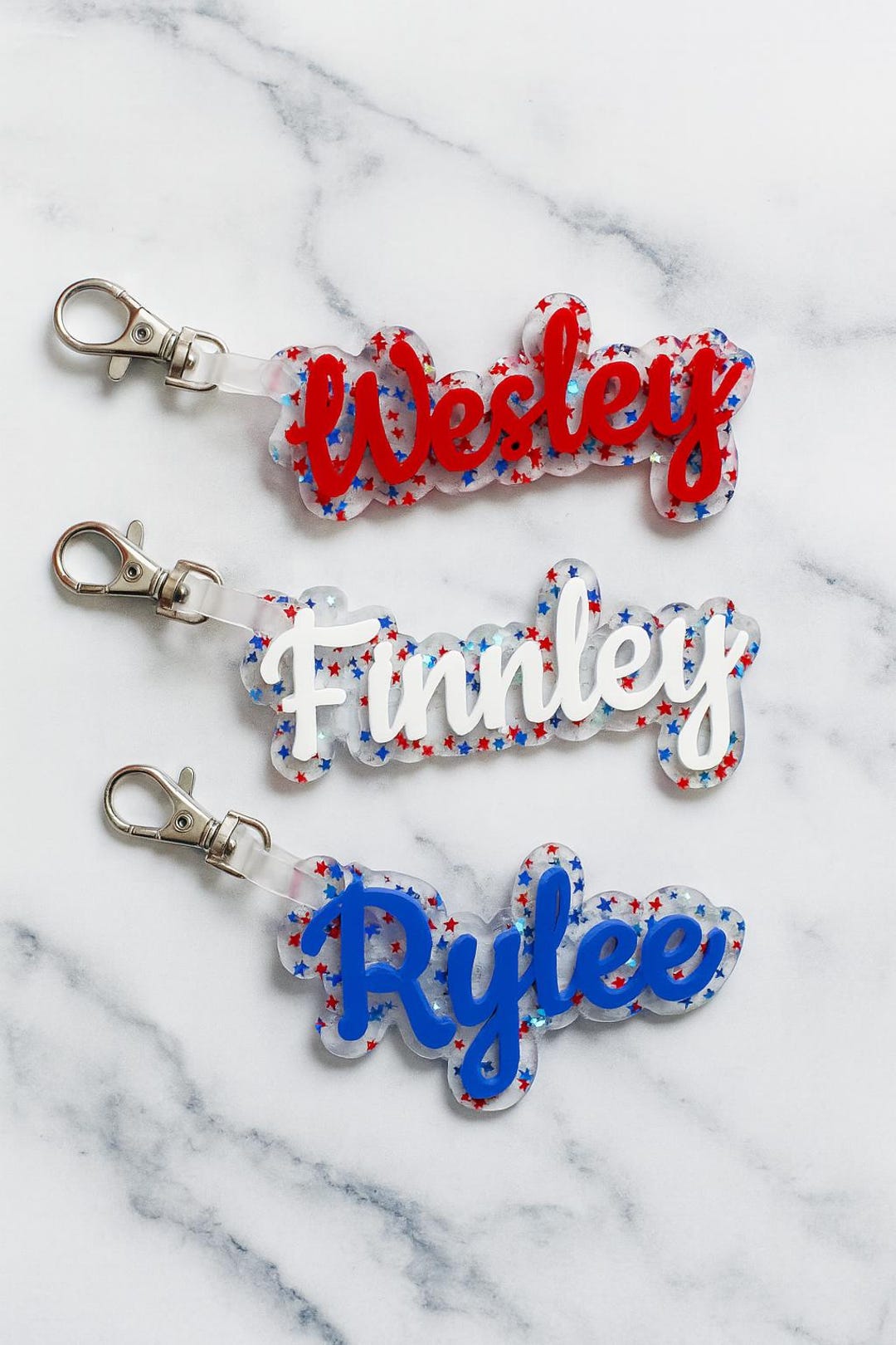Personalized Glitter Name Keychain: Acrylic Star Confetti Tag - Etsy