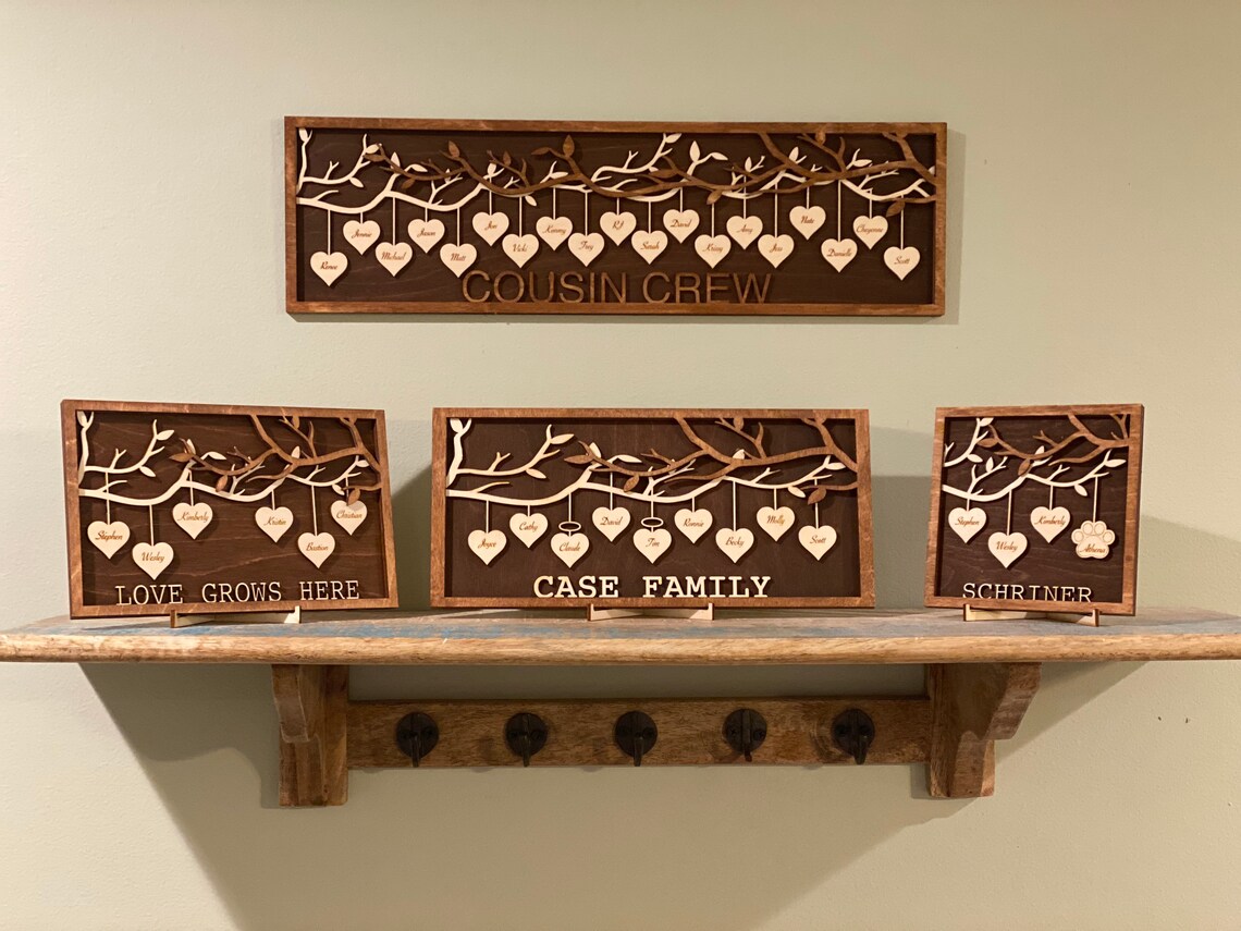 Family Tree Hanging Heart 3D Wall Hanging Decoration or Gift - Etsy