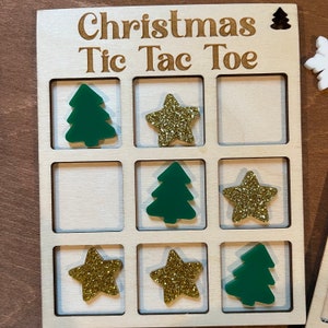 Wooden Christmas Tic Tac Toe Board | Stocking Stuffer | Happy Holidays ...
