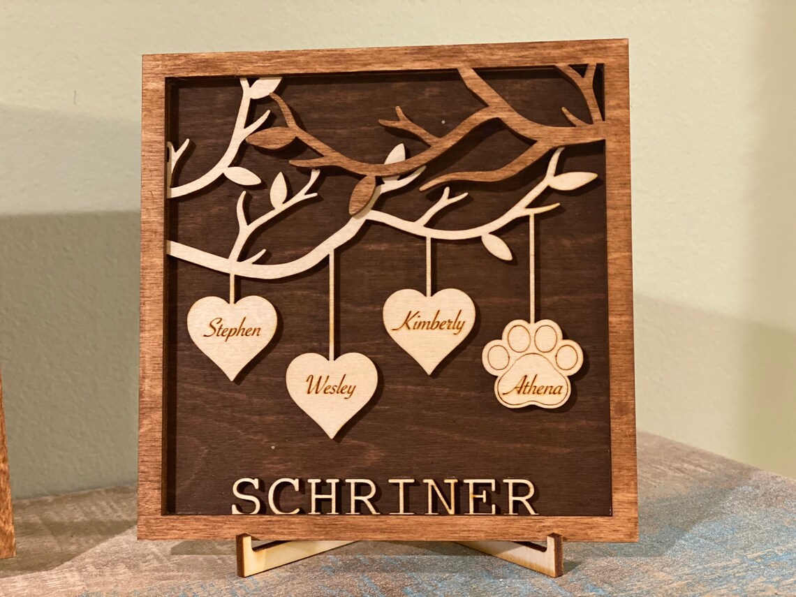 Family Tree Hanging Heart 3D Wall Hanging Decoration or Gift - Etsy