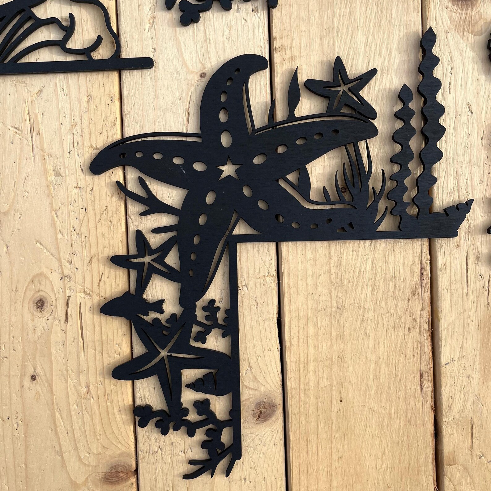 UNDER THE SEA Ocean Aquatic Door Corner Sign | Wood Marine Animal Decor ...
