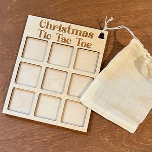 Wooden Christmas Tic Tac Toe Board | Stocking Stuffer | Happy Holidays ...