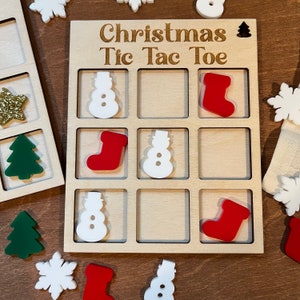 Wooden Christmas Tic Tac Toe Board | Stocking Stuffer | Happy Holidays ...
