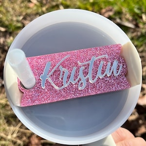Glitter Pink Tumbler Name Plate for Stanley Quencher Personalized ...