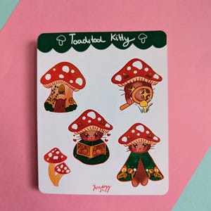 Toadstool Kitty Sticker Sheet Auttum Halloween Stickers - Etsy