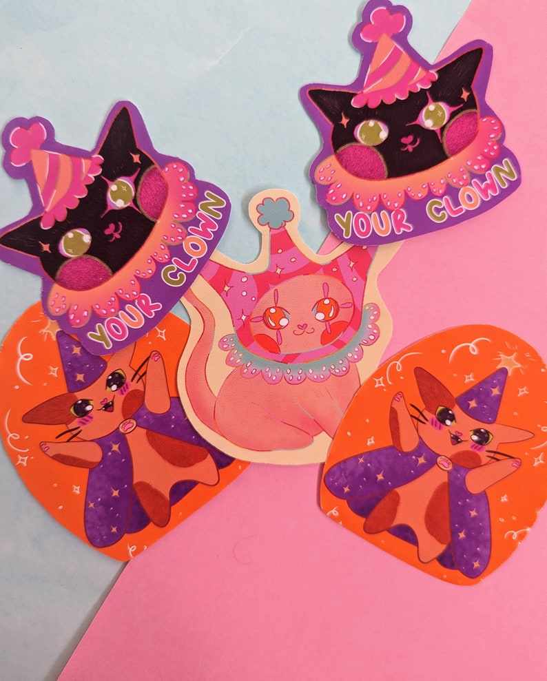 Jester Kitty Sticker Cat Clown Cute Decal - Etsy