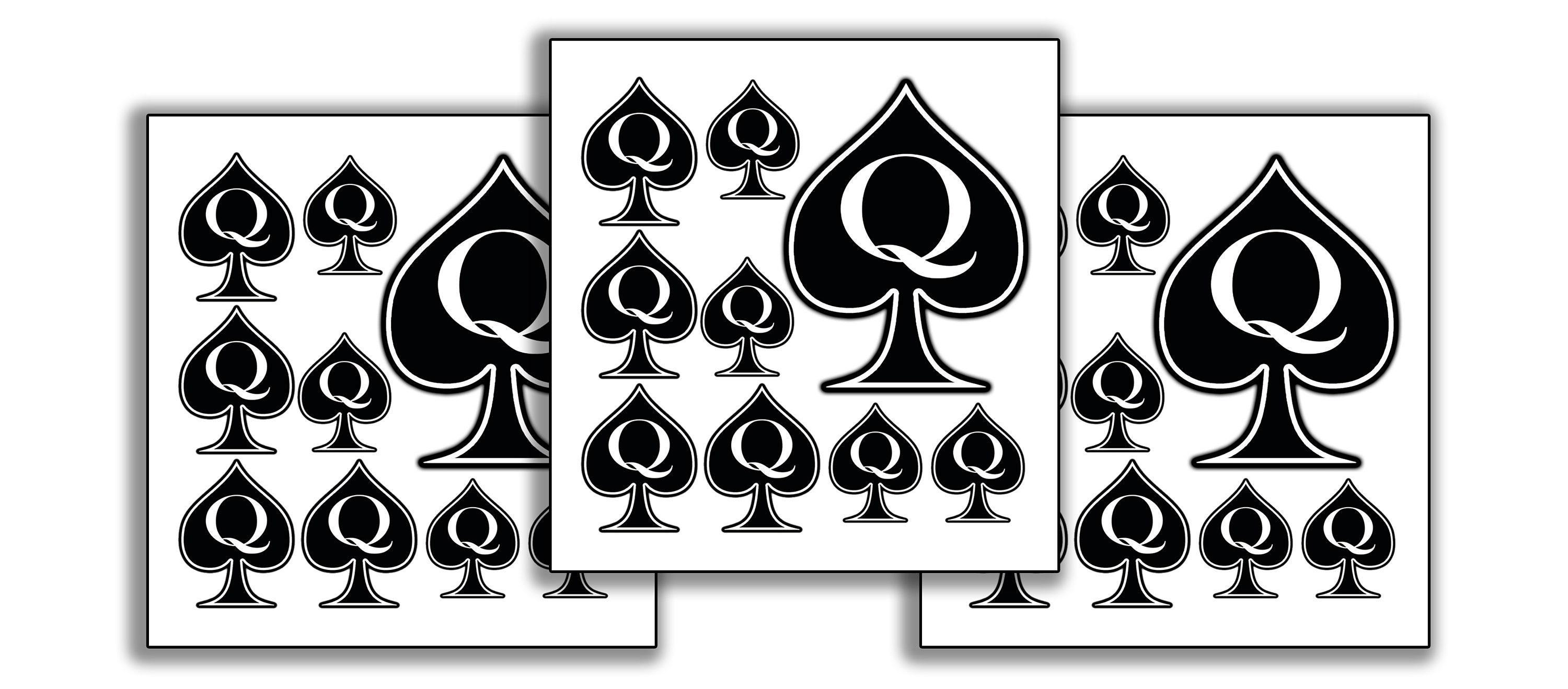 Queen of Spades Temporary Tattoo Set for Qos - 3 Sheets - 27 Piece ...