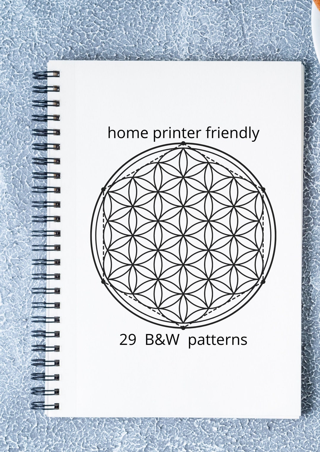 Printable Crystal Grids B&W (29!) / Sacred Geometry Patterns / PDF File ...