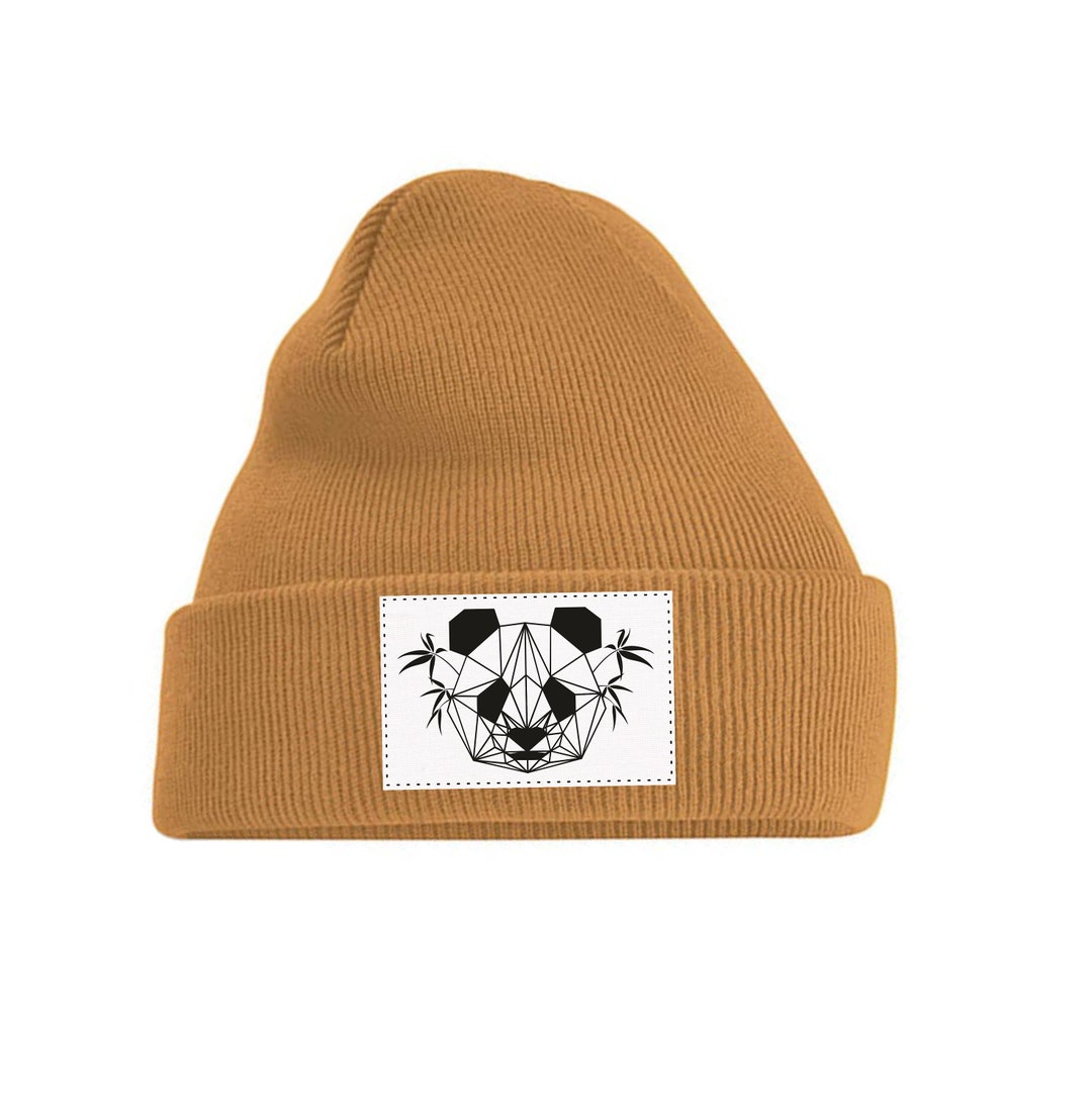 Beanie/hat Caramel/beige With Panda Motif - Etsy