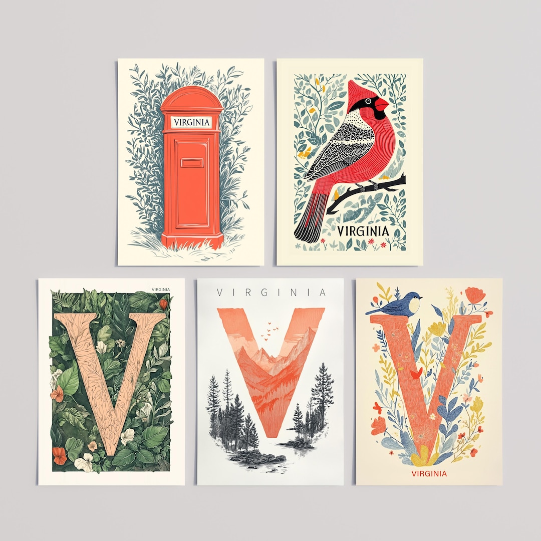 Virginia Postcard Set, Charming Virginia (set of Five 4x6 Postcards ...