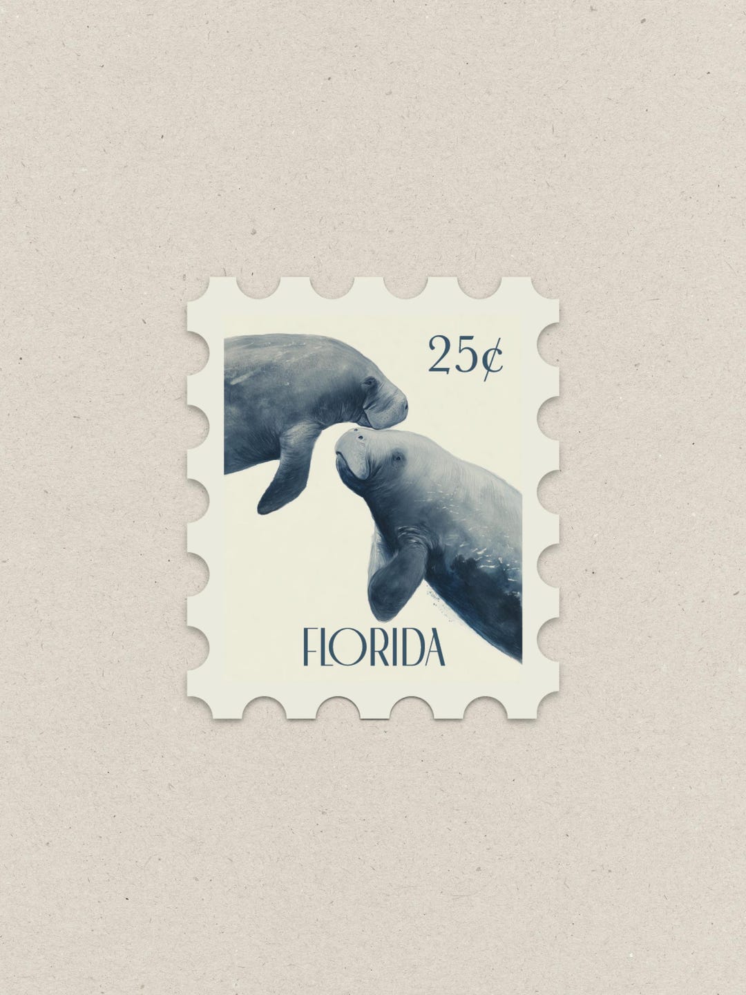 Florida Sticker: Manatee Couple Stamp, Waterproof Vinyl Decal - Etsy
