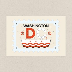 Washington DC Postcard, Happy DC Smile Illustration, Modern Postage ...
