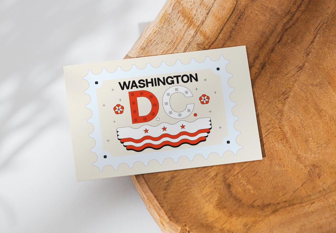 Washington DC Postcard, Happy DC Smile Illustration, Modern Postage ...