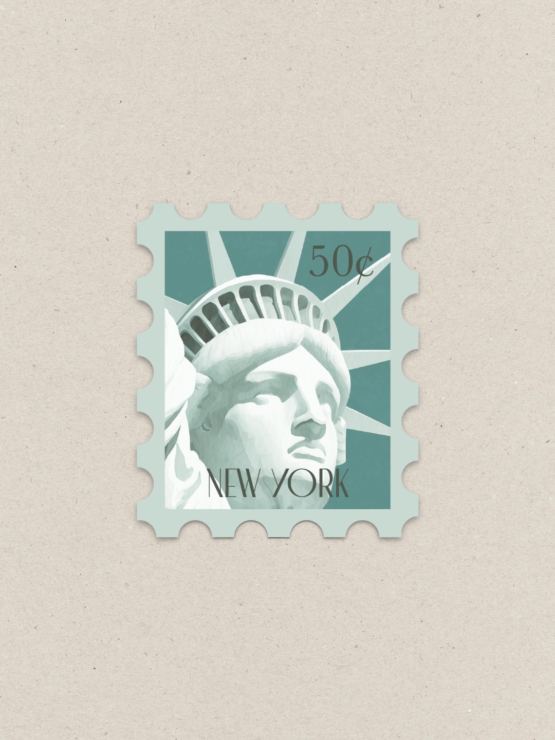 New York Sticker: Statue of Liberty Stamp, Waterproof Vinyl NYC ...