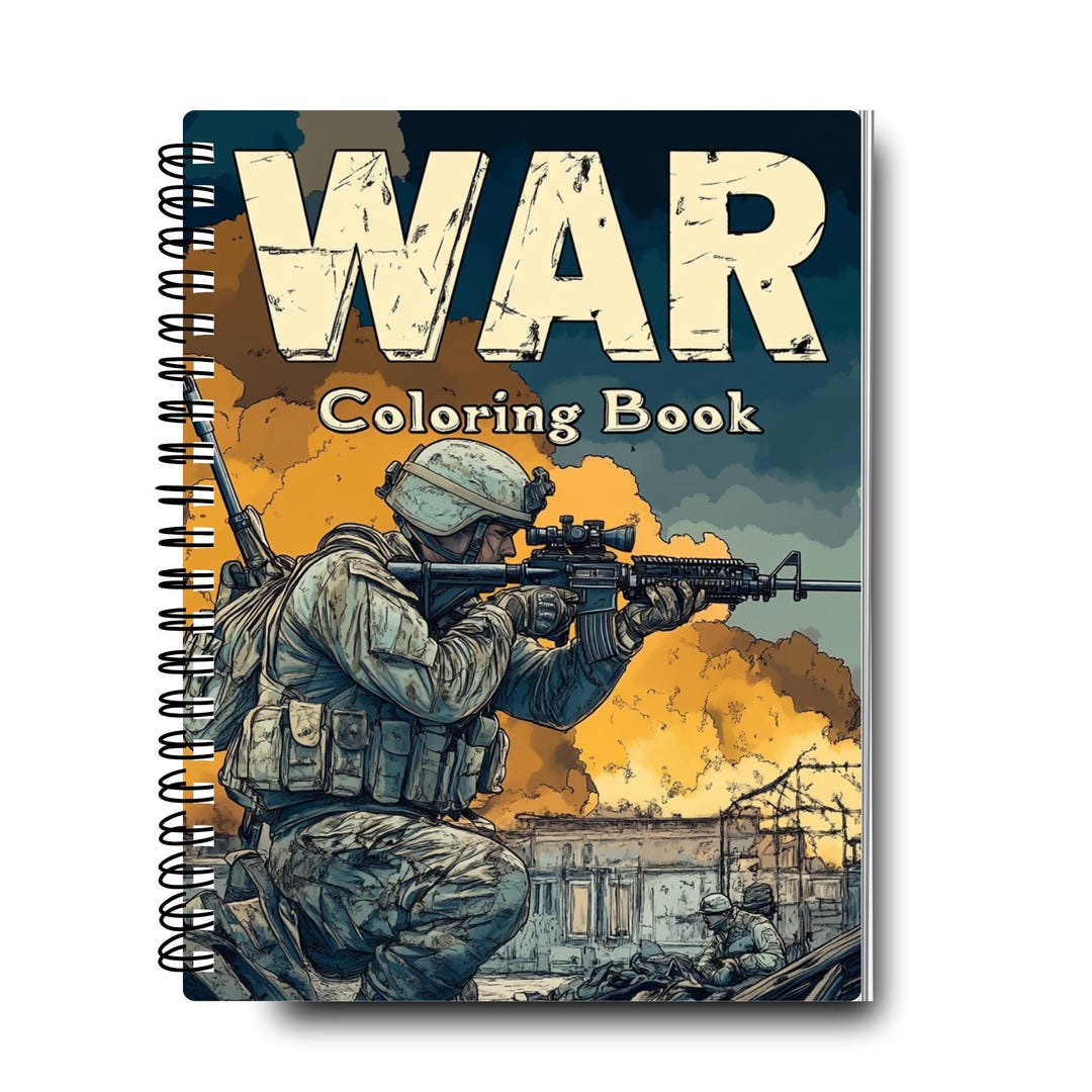 War Coloring Book: Military Vehicle & Army Scenes - Adult Coloring ...
