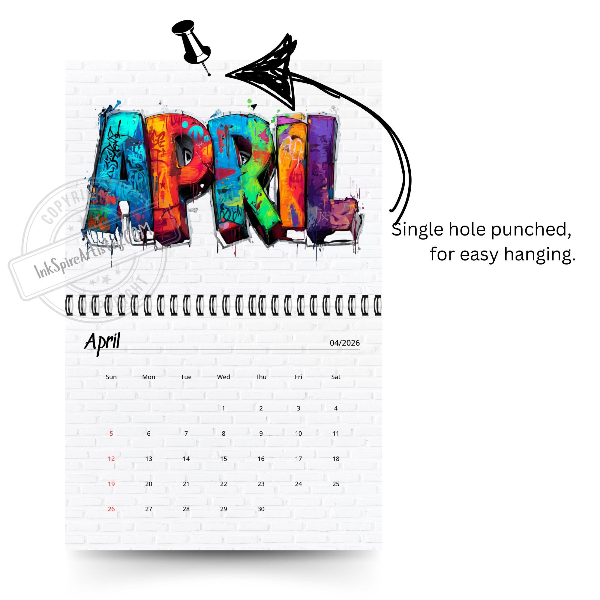 2026 Hip-hop Graffiti Calendar: 12-month Wall Planner - Etsy