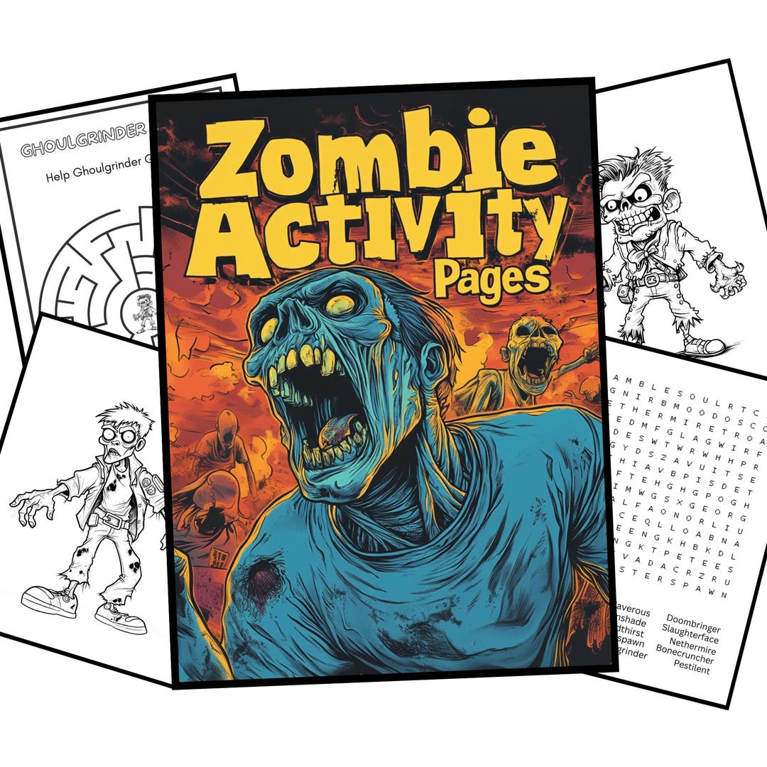 Zombie Activity Pages | Printable Zombie Coloring, Zombie Maze Book for ...