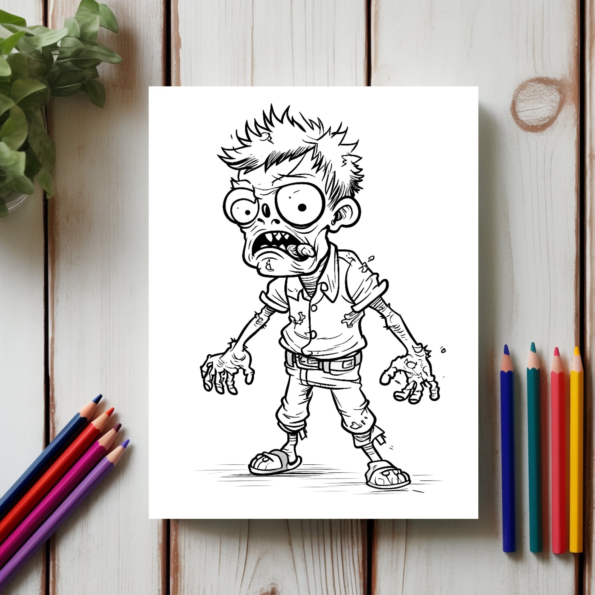 Zombie Coloring Pages Halloween Coloring Horror Coloring - Etsy