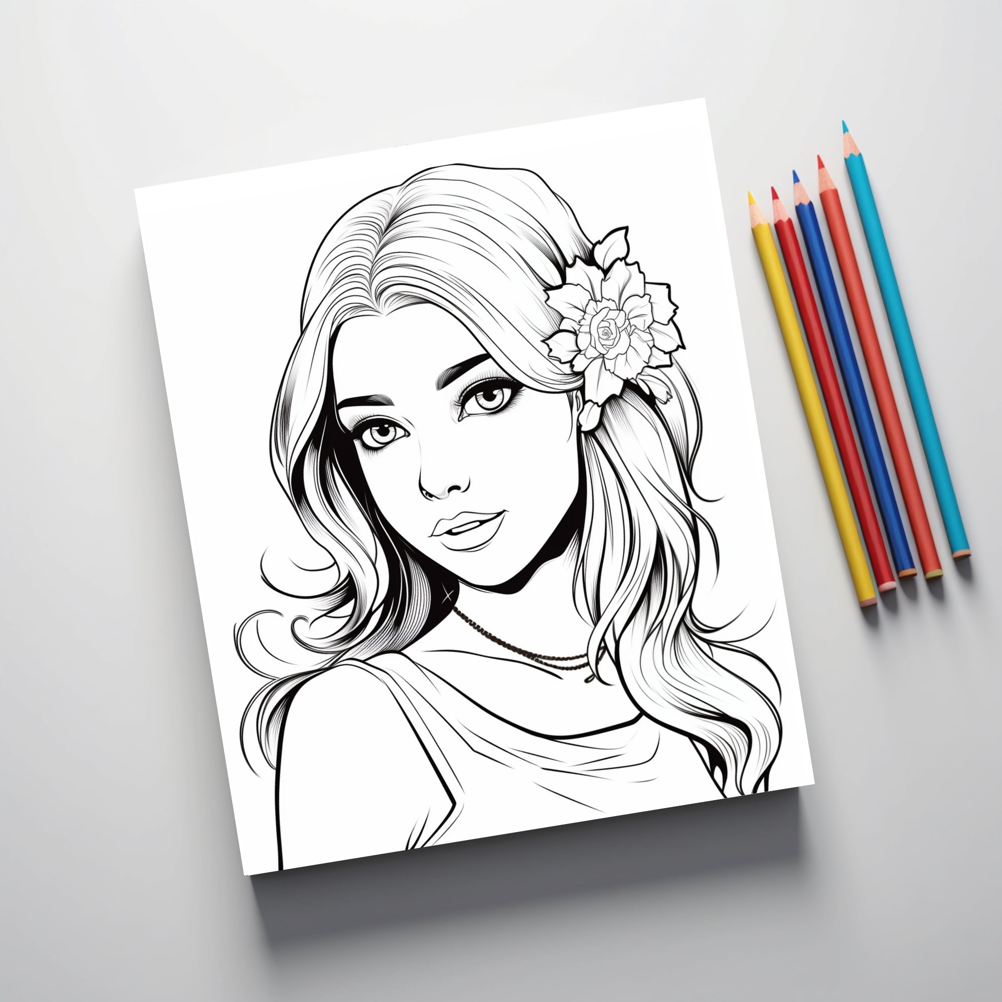 Beautiful Woman Coloring Pages Digital Coloring Pages Woman - Etsy