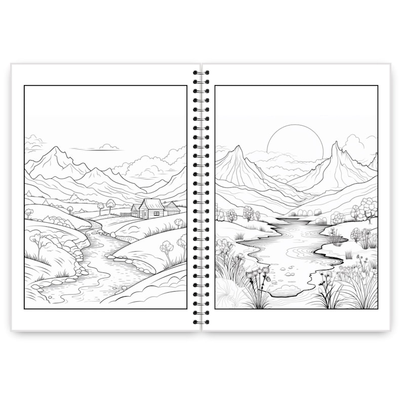 Nature Scenery Coloring Book: Relaxing Landscapes - Etsy