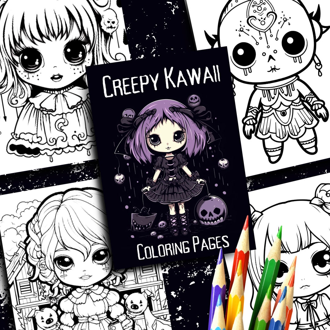 Creepy Kawaii Coloring Pages Spooky Coloring Pages Creepy Prints ...