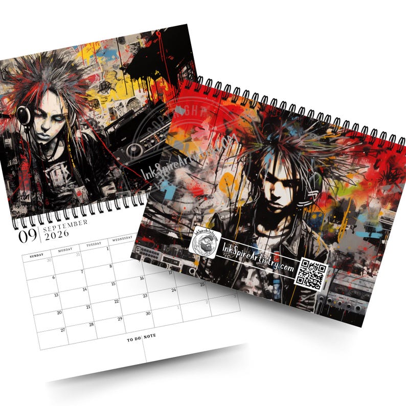2026 Punk Rock Calendar: Spiral Bound Monthly Planner - Etsy