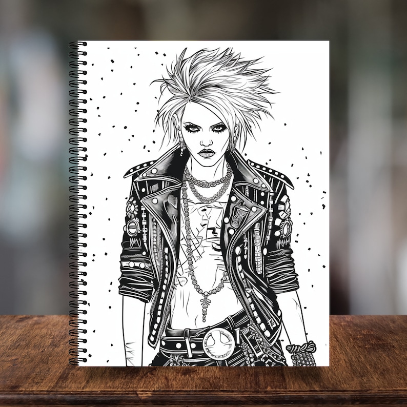 Punk Rock Coloring Book Rocker Coloring Book Old School Punk Rock Heavy ...