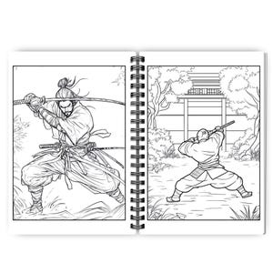 Samurai Coloring Book | Japanese Warrior Coloring | Adult Coloring Book ...