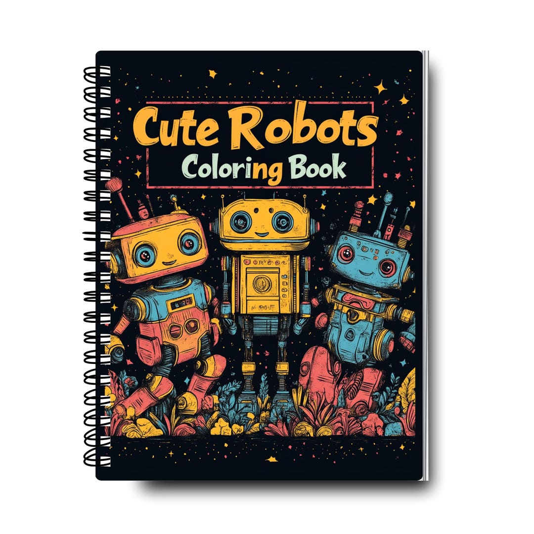 Cute Robots Coloring Book | Robot Coloring Pages | Kids Coloring Book ...
