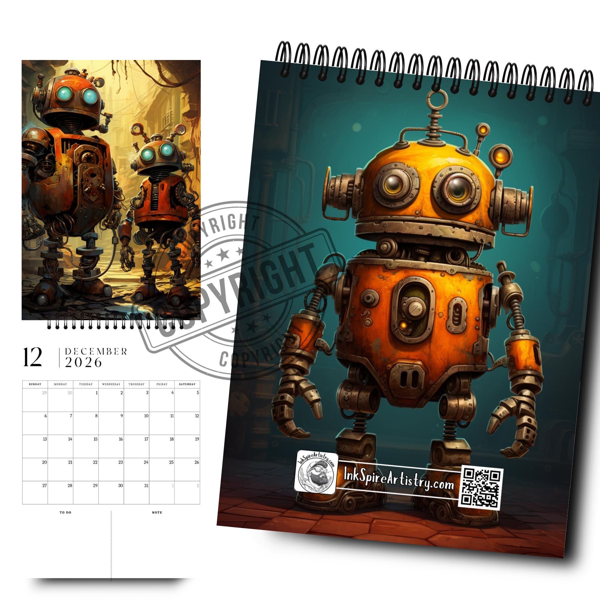 2026 Robot Calendar: 12-month Wall Planner, Quirky Novelty Gift - Etsy