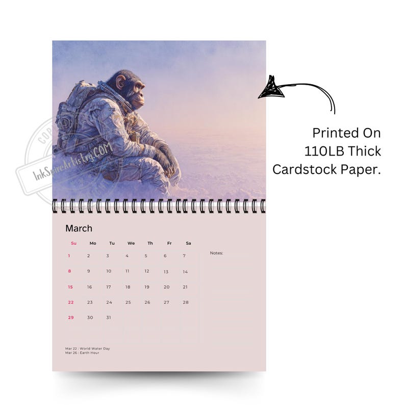 2026 Space Monkey Wall Calendar | Quirky Novelty Gift - Etsy