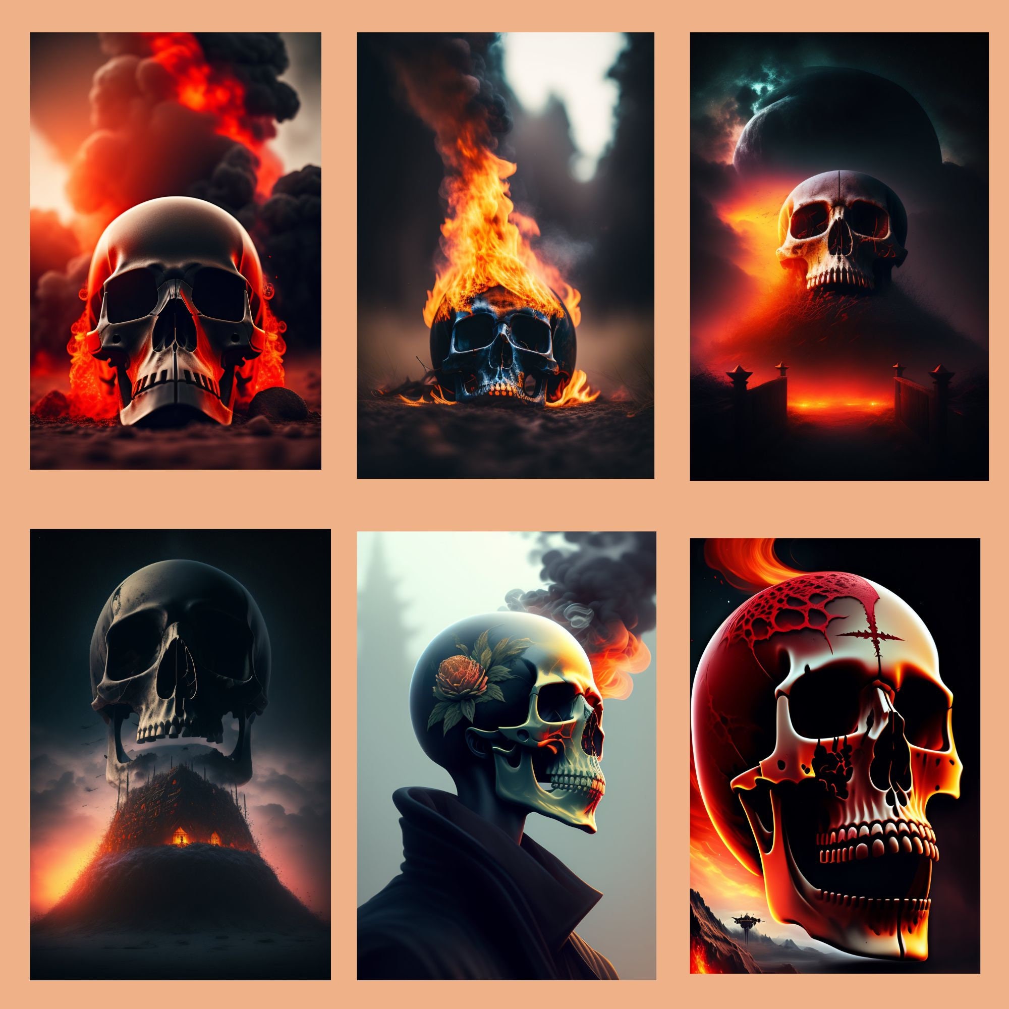 Set of 25 Skull Head Digital Downloads Goth Skull Art - Etsy