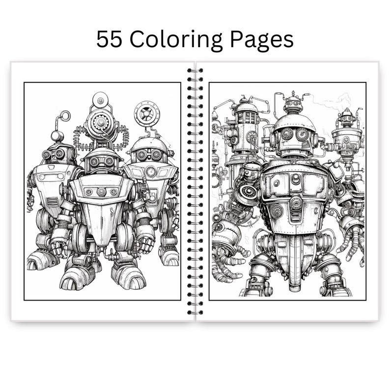 Steampunk Robot Activity Book — Maze, Word Search Puzzles & Coloring ...