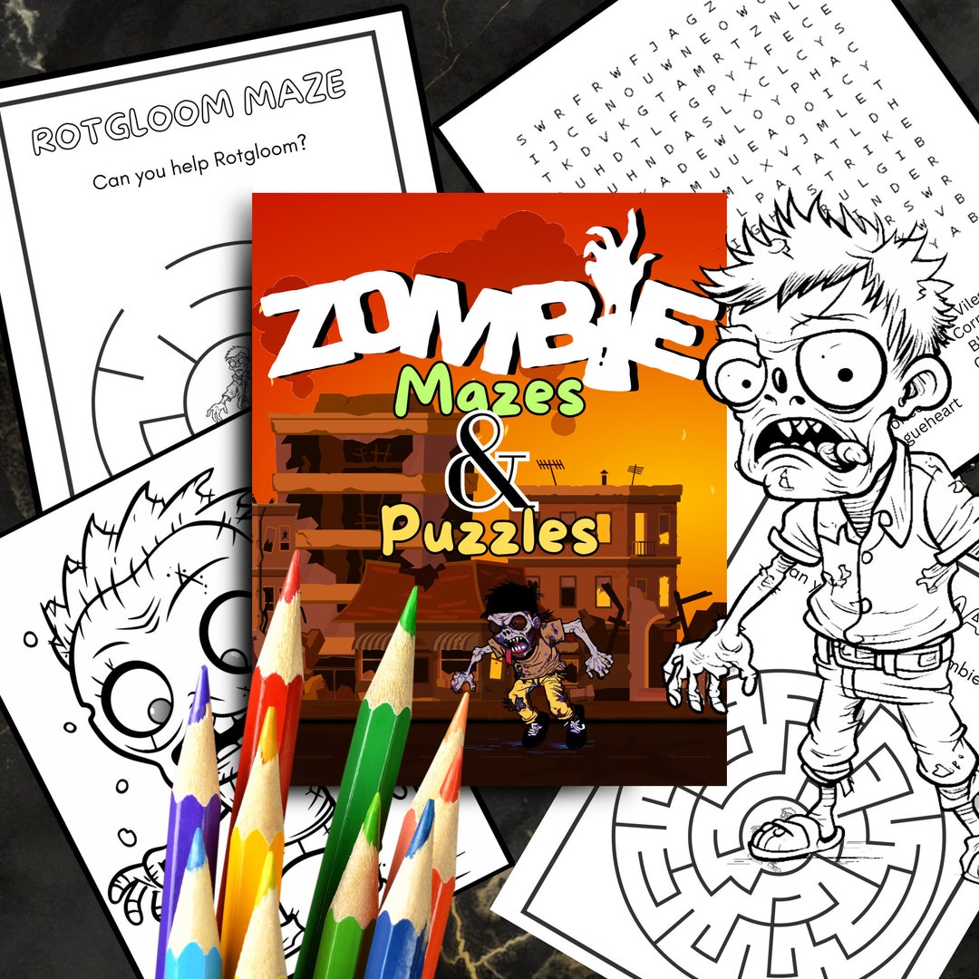 Zombie Coloring Pages Maze & Puzzles Monster Coloring Halloween ...