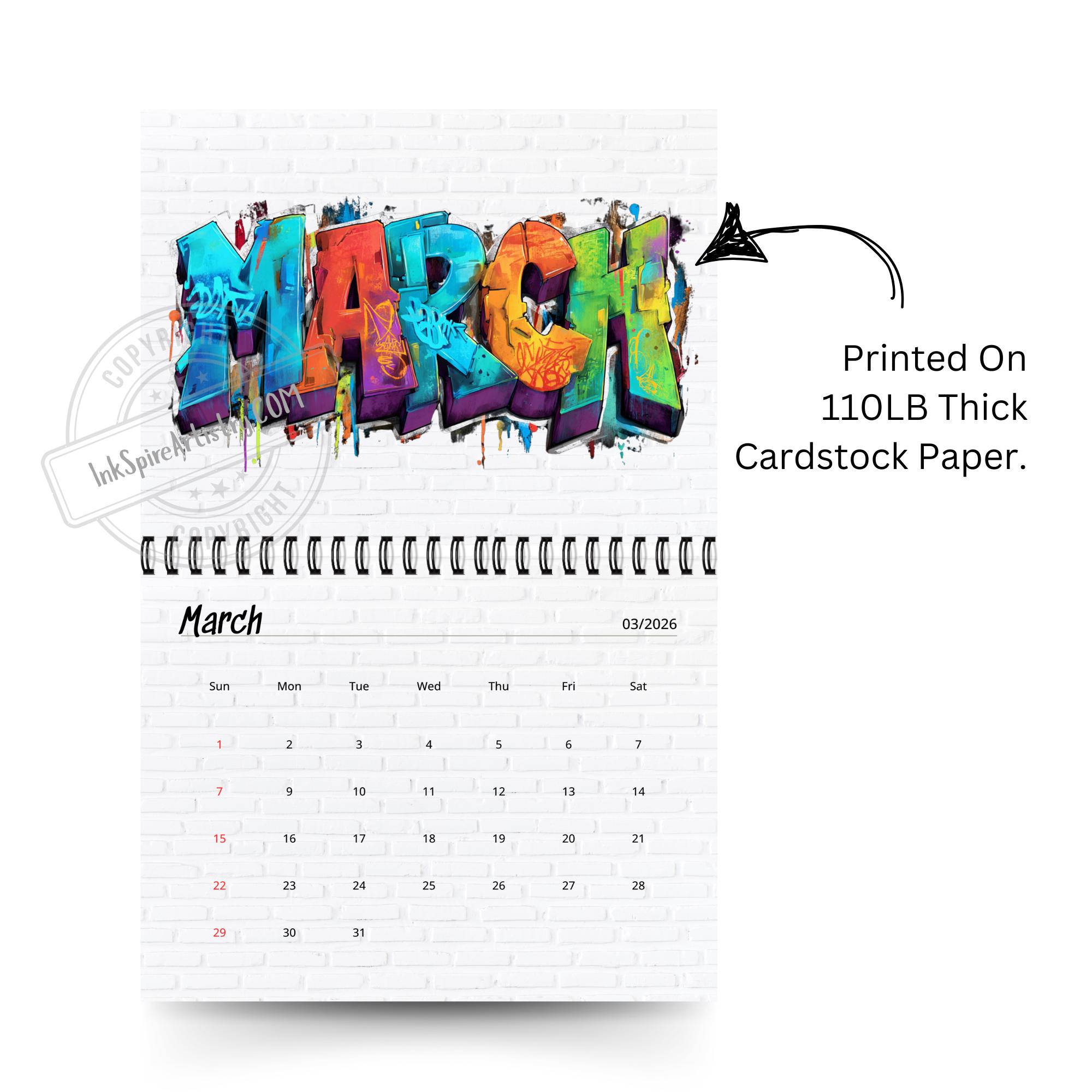 2026 Hip-hop Graffiti Calendar: 12-month Wall Planner - Etsy