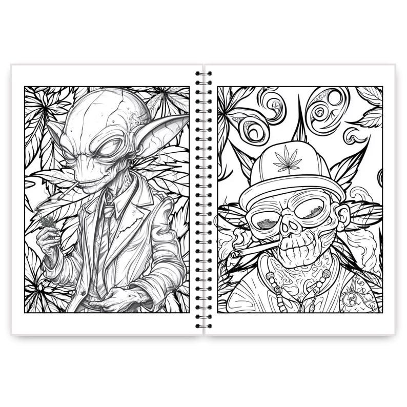 420 Stoner Coloring Book – Trippy & Bold Grayscale Coloring Pages - Etsy