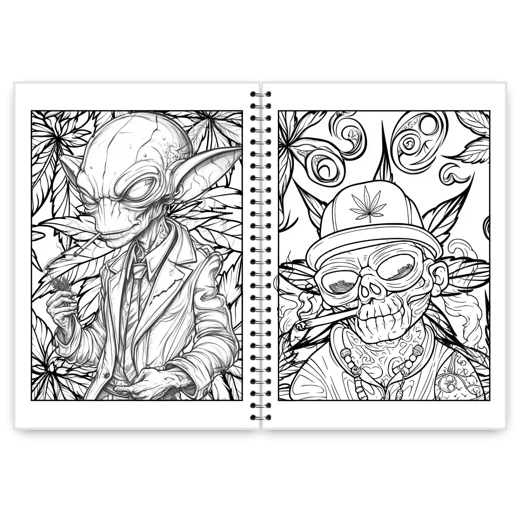 420 Stoner Coloring Book – Trippy & Bold Grayscale Coloring Pages - Etsy