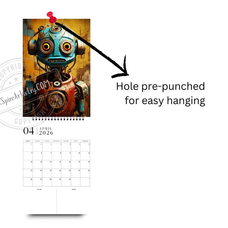 2026 Robot Calendar: 12-month Wall Planner, Quirky Novelty Gift - Etsy