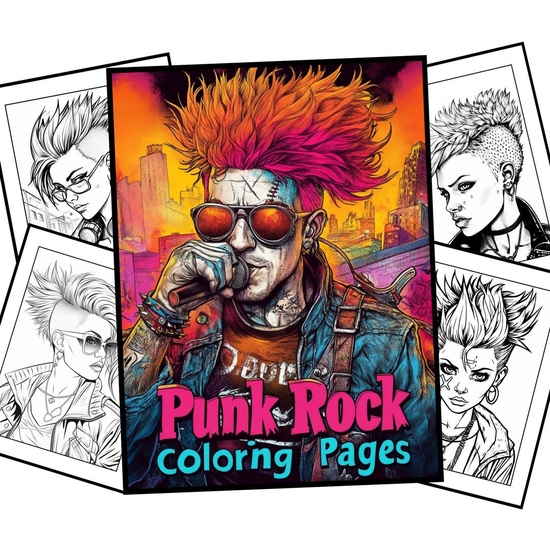 Punk Rock Coloring Pages | Printable Coloring | Adult Coloring | Rocker ...