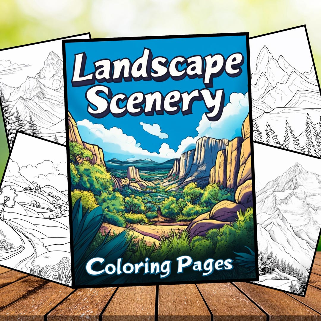 Landscape Scenery Coloring Pages | Minimalist Coloring | Nature ...