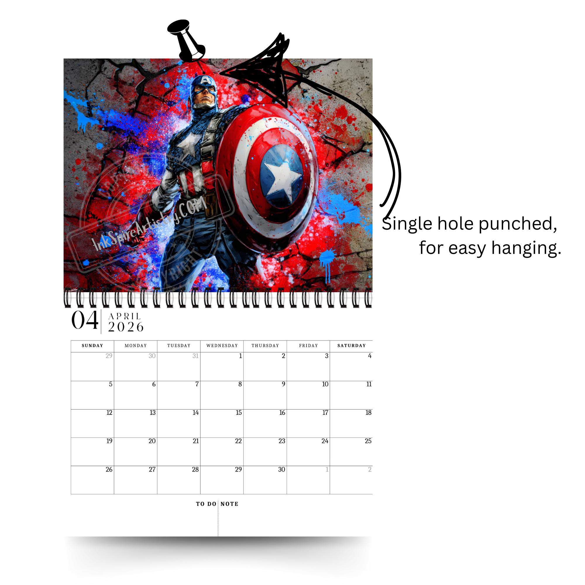 Superhero Printable Calendar