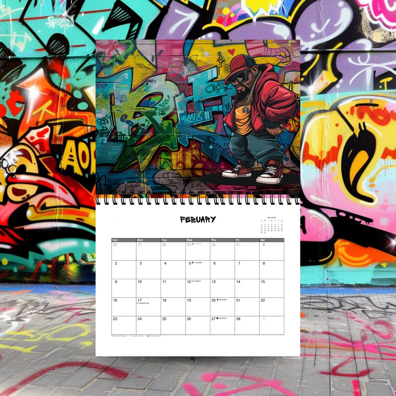 2025 Hip-hop Graffiti Calendar 12 Month Calendar 90S Rap Calendar ...
