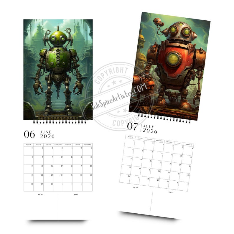 2026 Robot Calendar: 12-month Wall Planner, Quirky Novelty Gift - Etsy