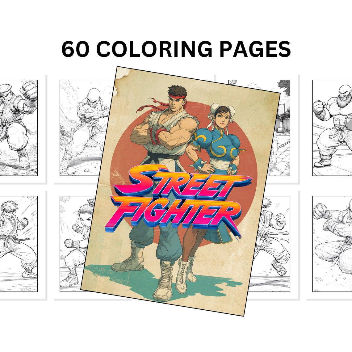 Street Fighter Coloring Pages: 60 Printable Designs (digital Download ...