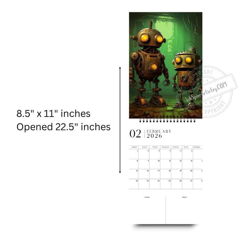 2026 Robot Calendar: 12-month Wall Planner, Quirky Novelty Gift - Etsy