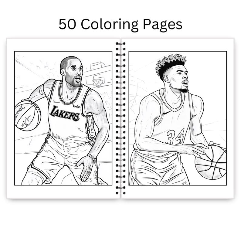 Basketball Coloring Book: 50 Nba-inspired Slam Dunk Grayscale Coloring ...