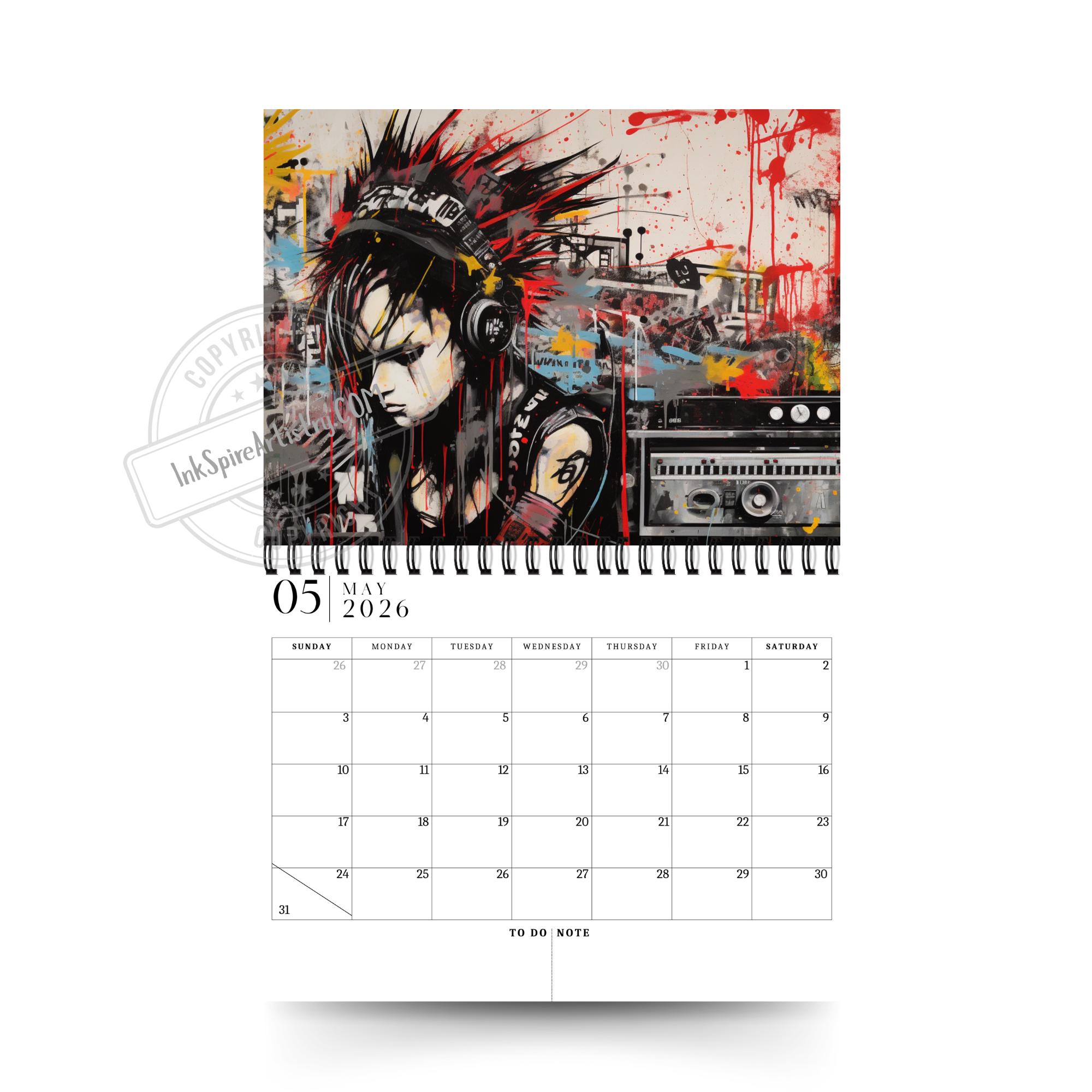 2026 Punk Rock Calendar: Spiral Bound Monthly Planner - Etsy