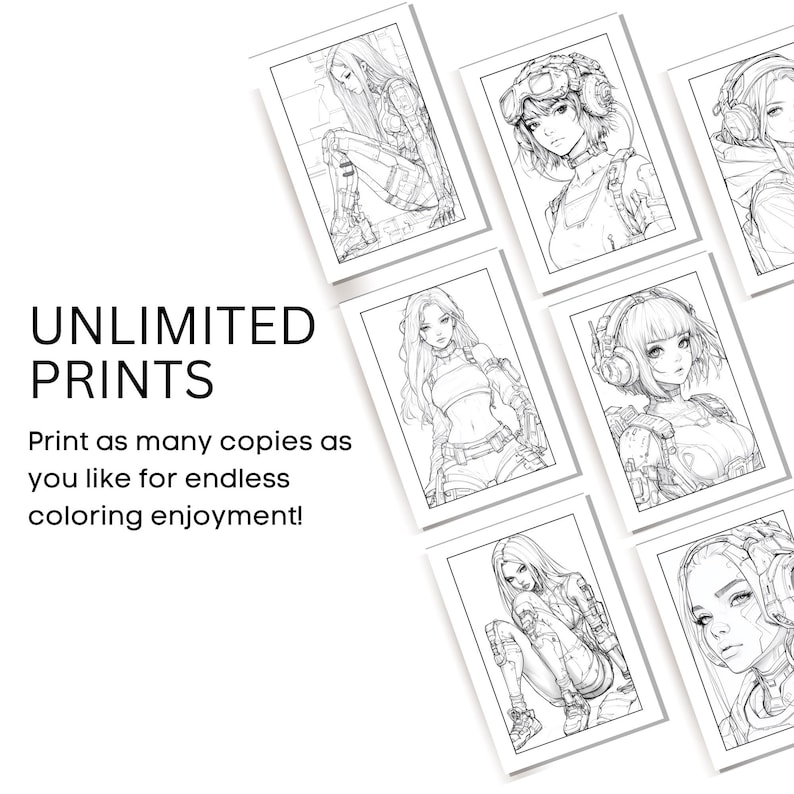 Cyberpunk Girls Coloring Pages: 50 Printable Designs (digital Download ...